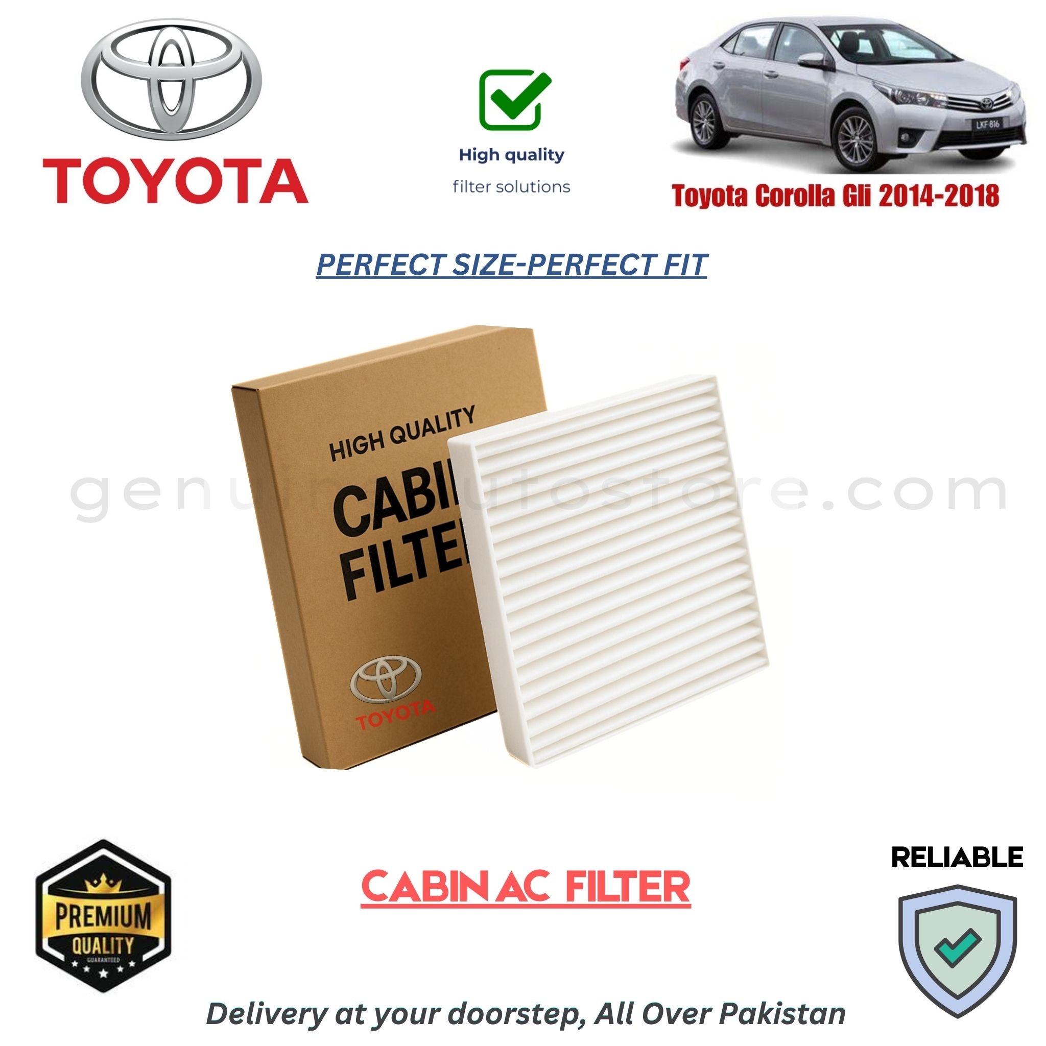 Buy Premium Cabin Ac Filter for Toyota Corolla Gli 2014-2018- Pakistan ...